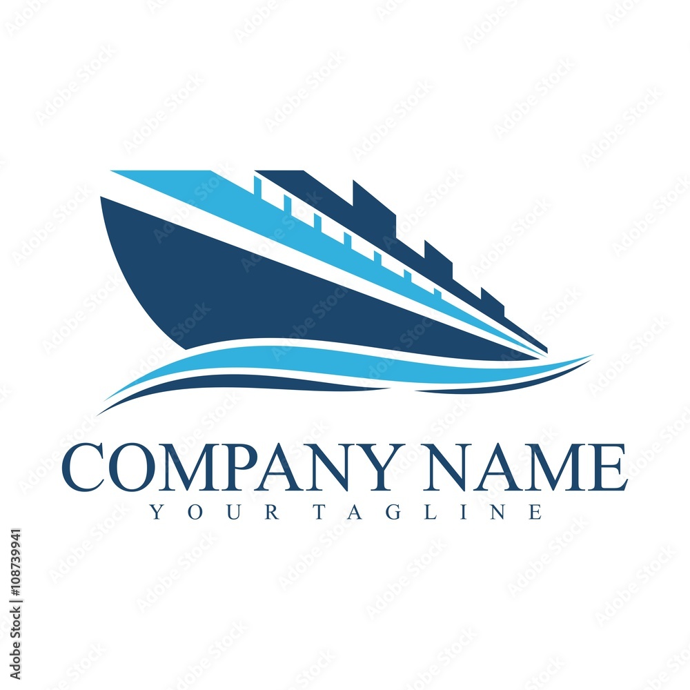 Ship Logo Blue Color Simple Design Stock Vector | Adobe Stock
