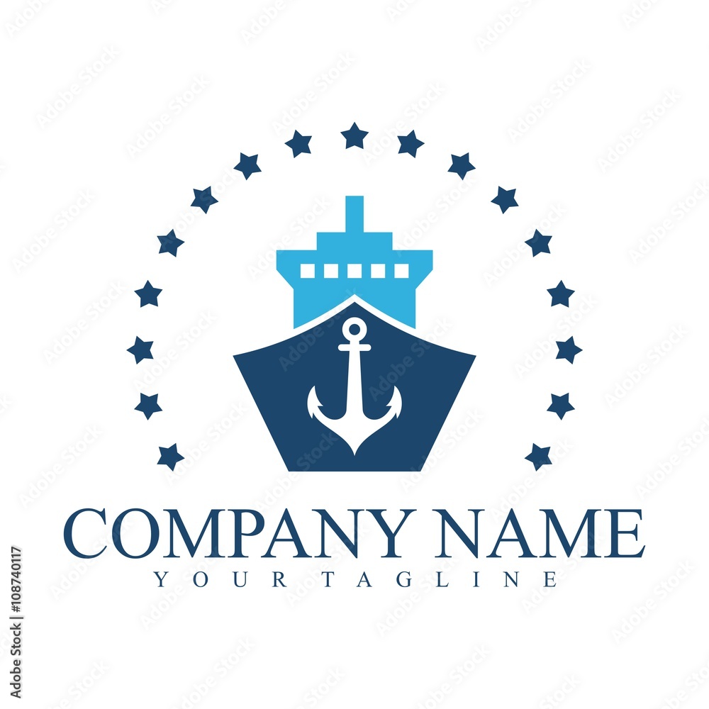 Ship Logo Blue Color Simple Design With Star Stock Vector | Adobe Stock