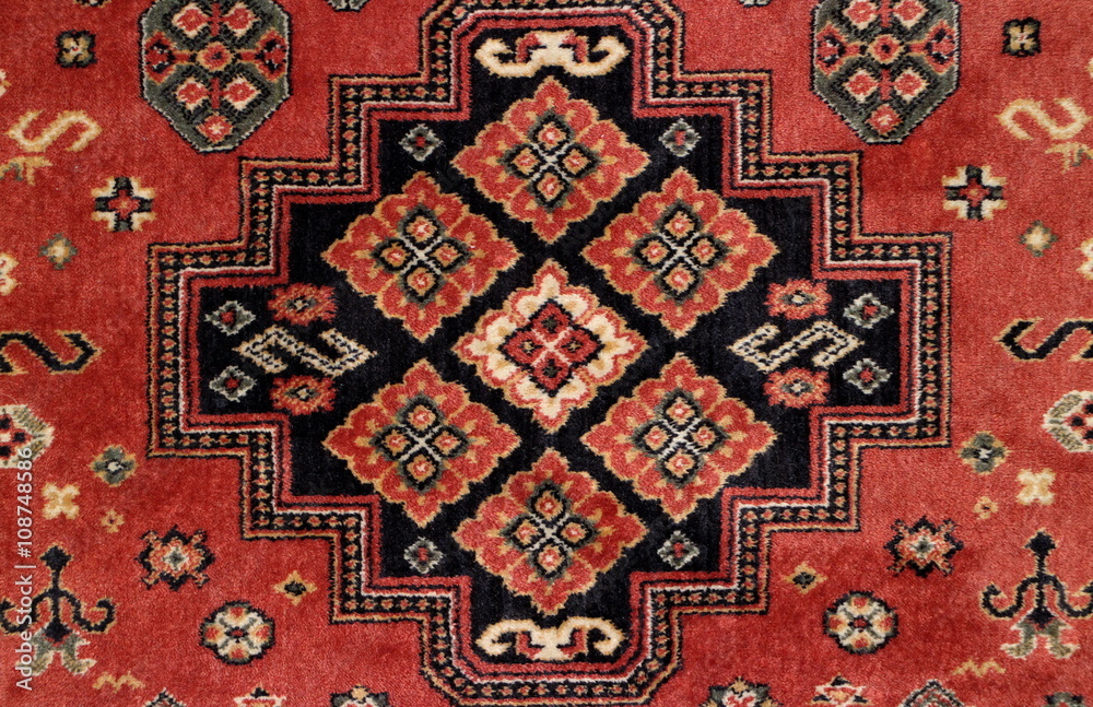geometric pattern old Persian carpet closeup Stock Photo | Adobe Stock