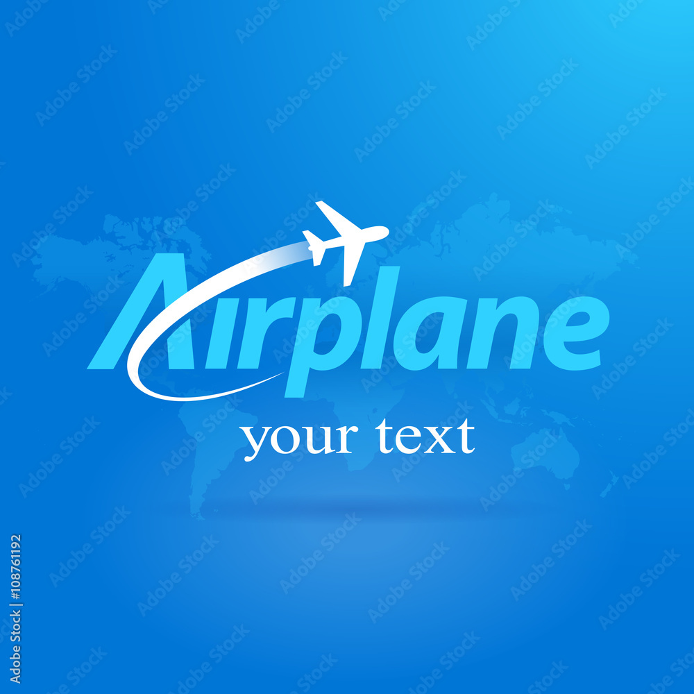 airplane flight symbol emblem blue background takeoff Stock Vector ...