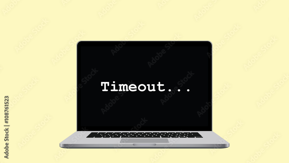timeout illustration with laptop notebook text on display Stock Vector ...