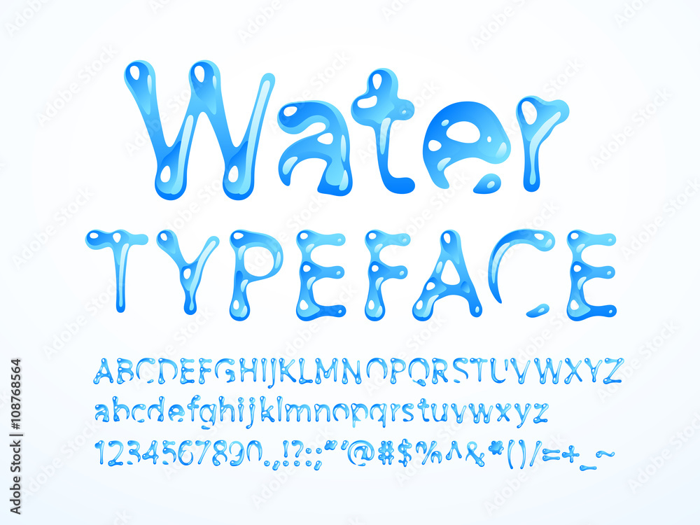 Vector water typeface Stock Vector | Adobe Stock