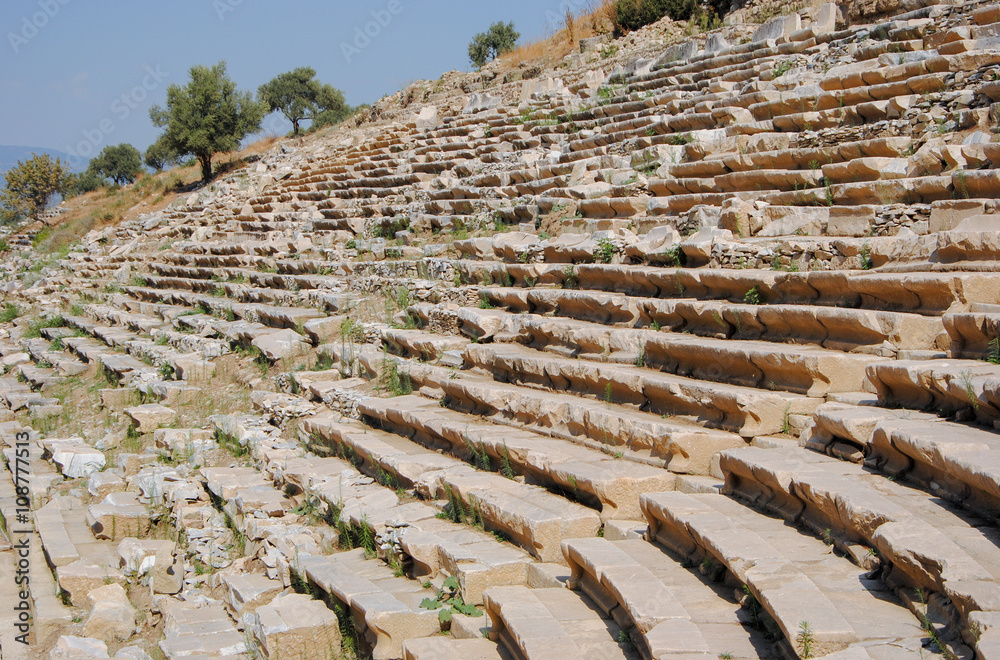 stadium ruins in ancient Greek city of Magnesia on the Maeander Aydin ...