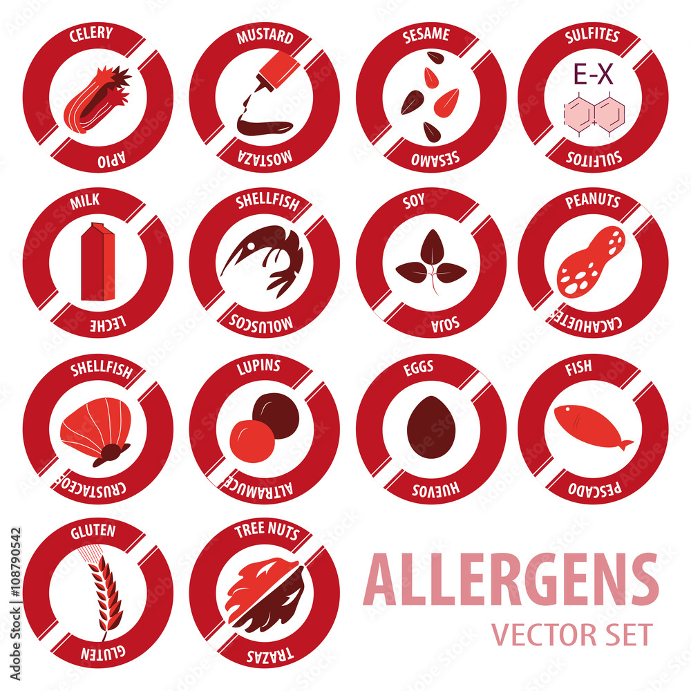 Food allergens vector set Stock Vector | Adobe Stock