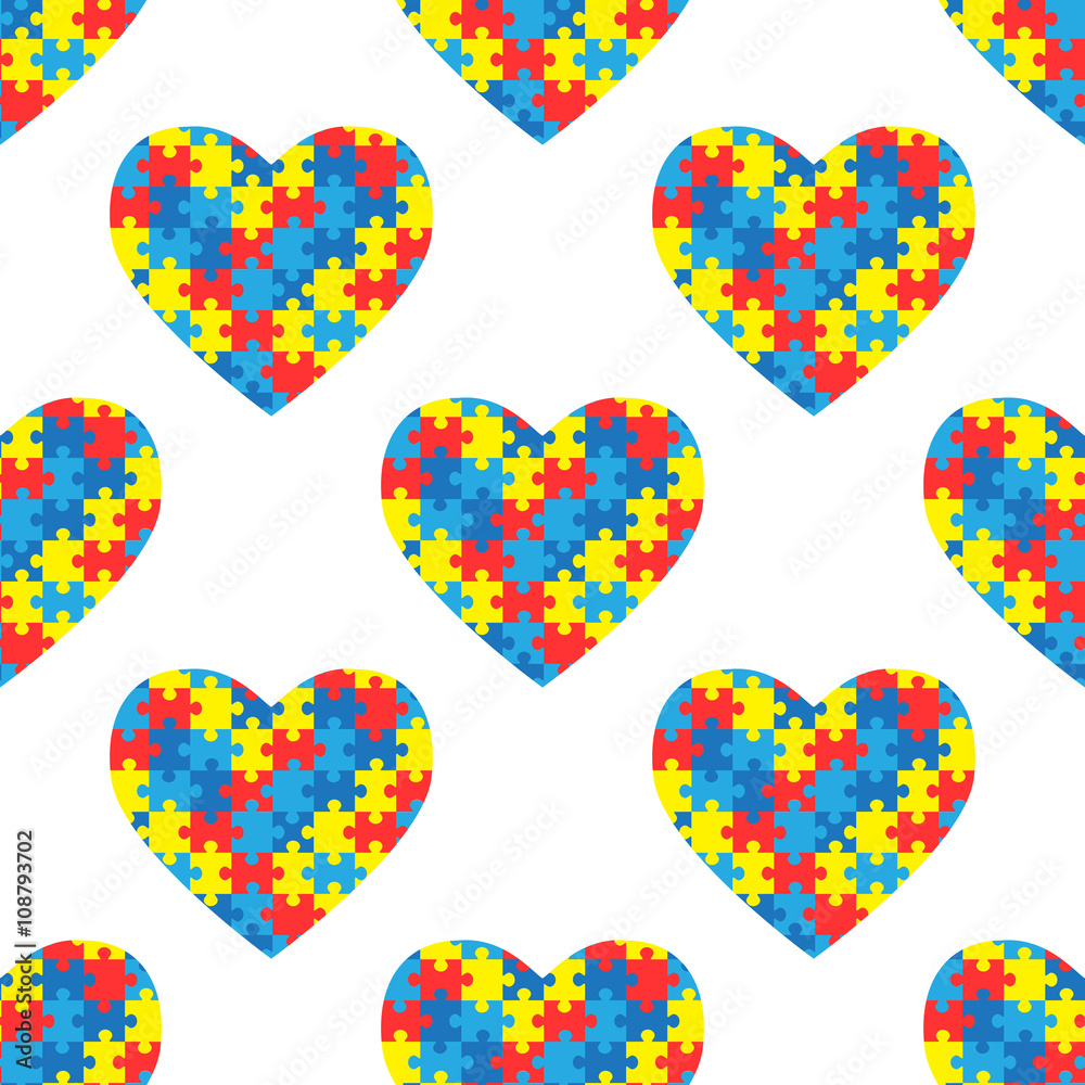 World autism awareness day. Seamless pattern with hearts. Colorful ...