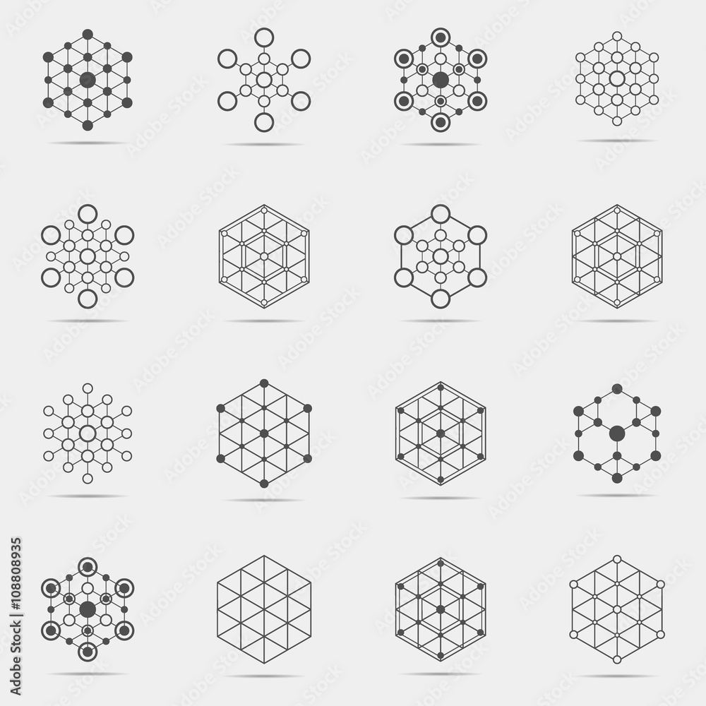 Modern hexagon symbols for future web design. Abstract vector element ...