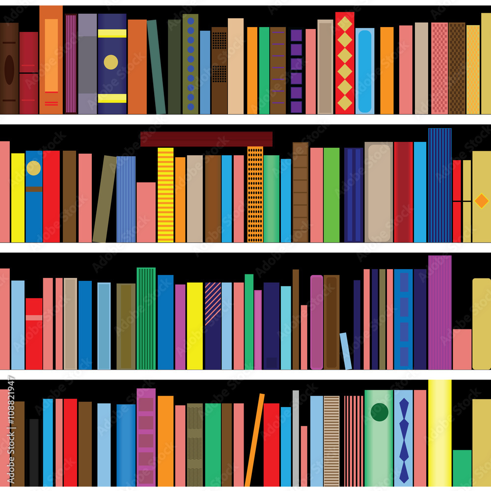 Books vector seamless texture vertically and horizontally. Bookshelf ...
