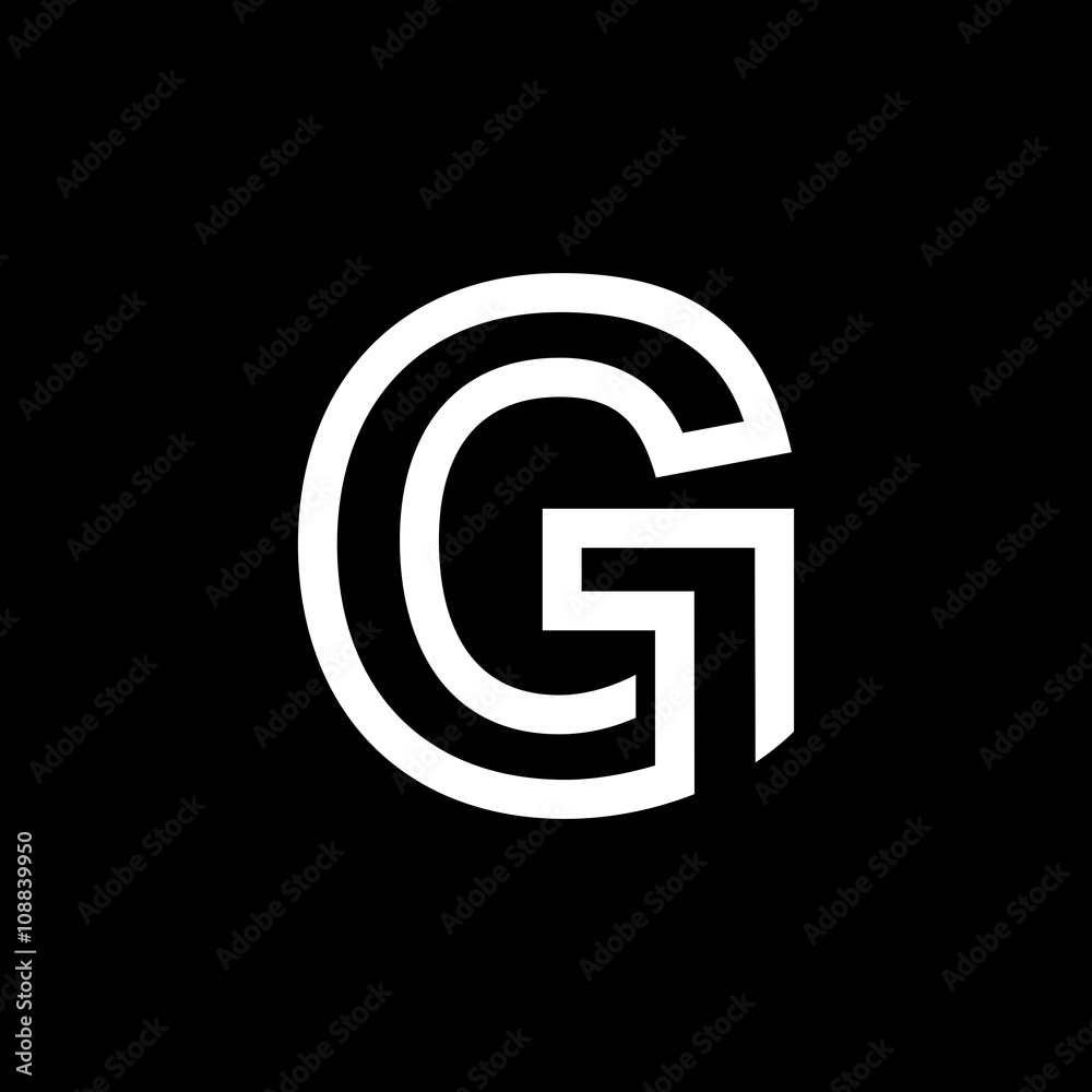 Capital letter G. From the white interwoven strips on a black ...