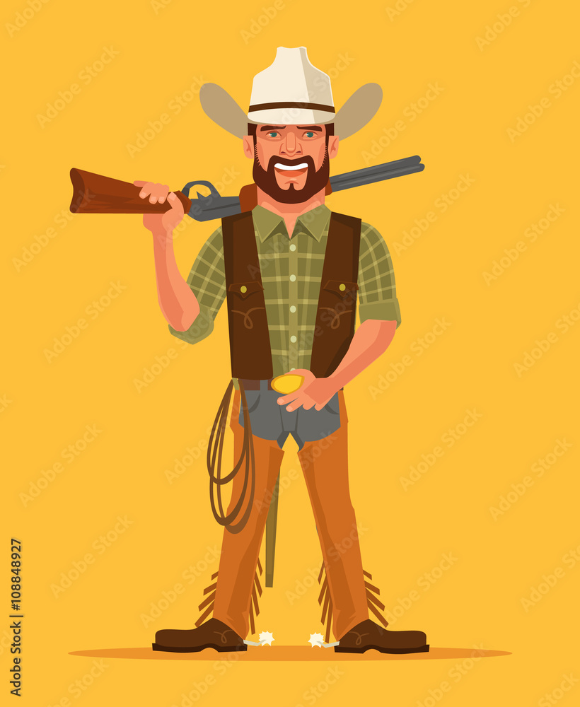 Cowboy. Vector flat cartoon illustration Stock Vector | Adobe Stock