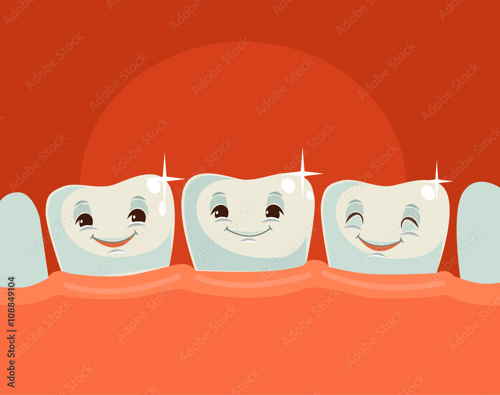 Happy healthy teeth. Vector flat cartoon illustration Stock Vector ...