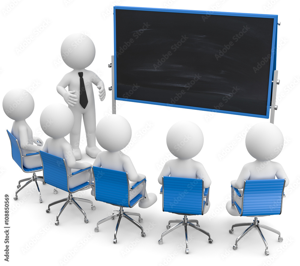 3d Männchen als Trainer in einer Schulung..Weiterbildung und ...
