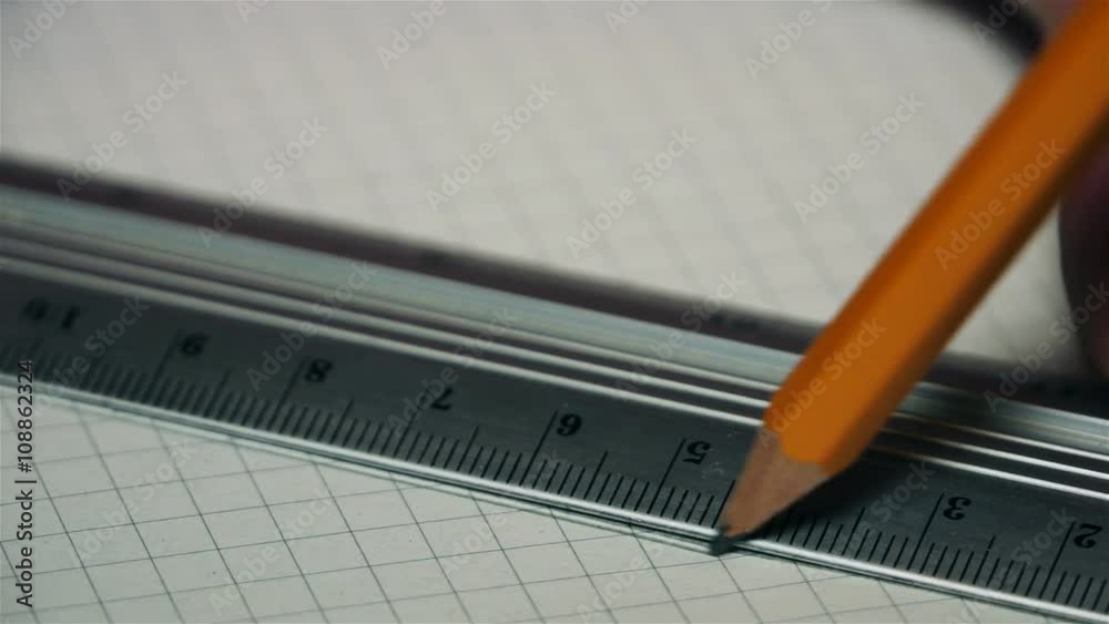 With a ruler and a pencil make line. With a yellow pencil and a silver ...