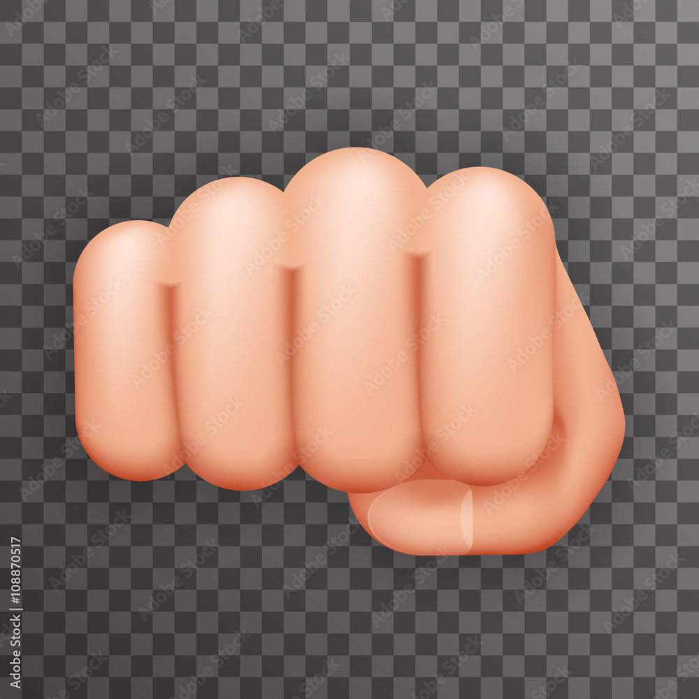 Realistic 3d Punch Fist Hand Palm Icon Social Power Courage ...