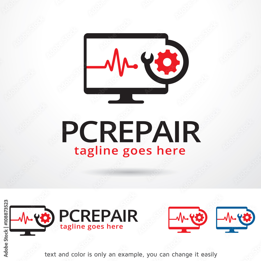 PC Repair Logo Template Design Vector Stock Vector | Adobe Stock