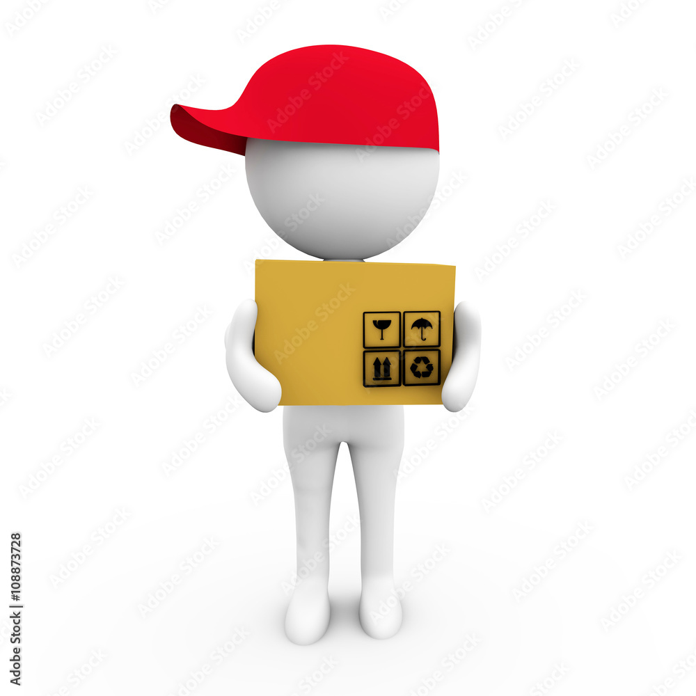 Postbote mit Paket Stock-Illustration | Adobe Stock