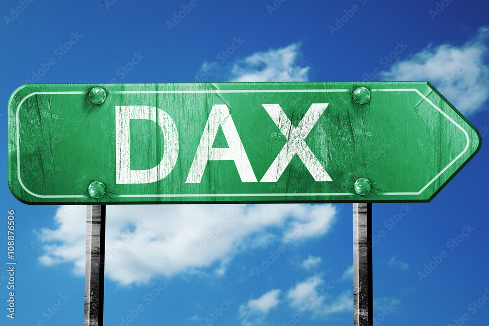 dax road sign, vintage green with clouds background Stock-Illustration ...
