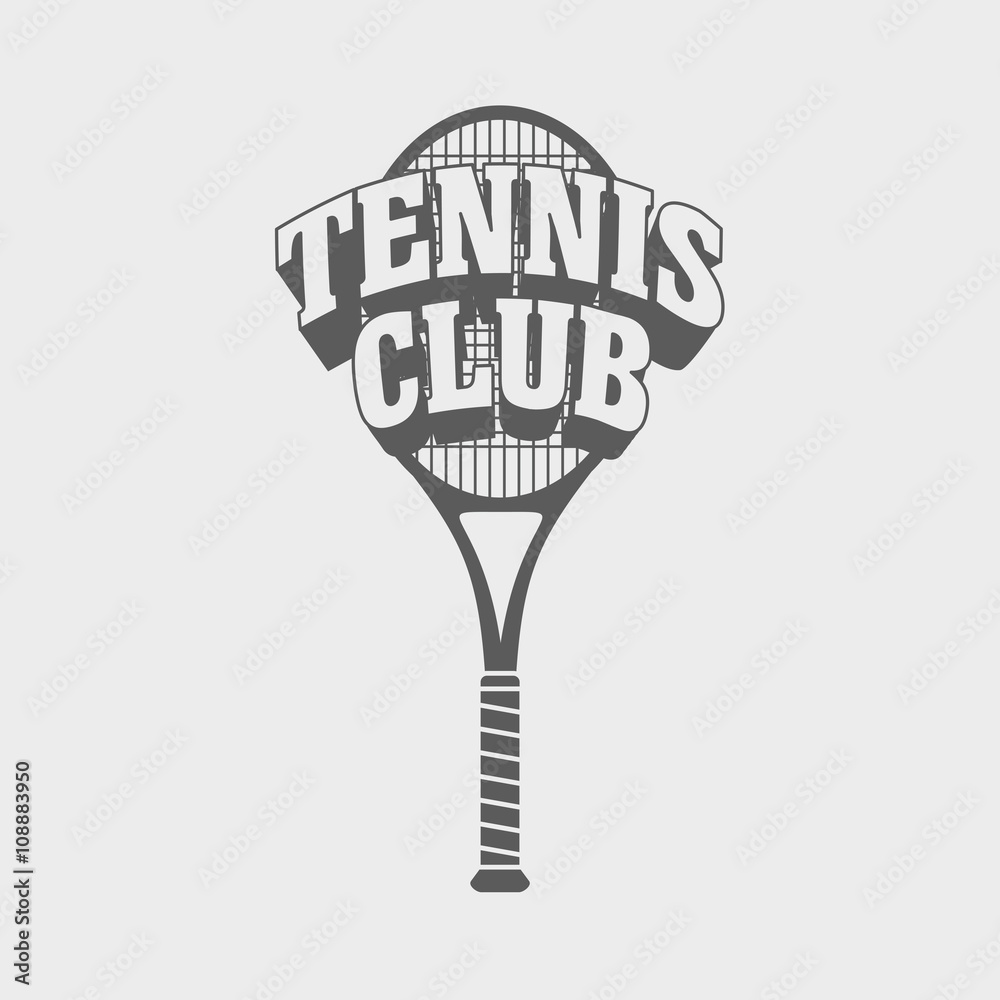 Tennis club logo, symbol or label design template with tennis racket ...