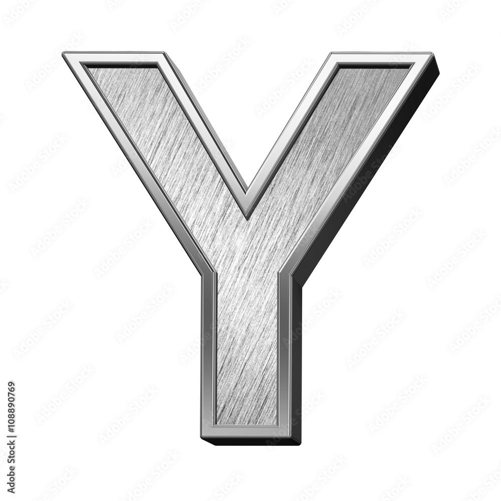 One letter from brushed stainless steel alphabet set, isolated on white ...