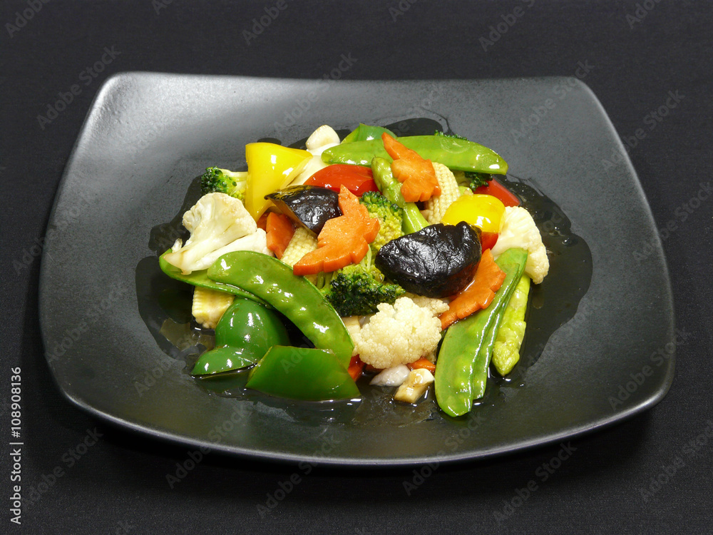 healthy food - phad phak ruam mit - stir fried vegetables Stock Photo ...