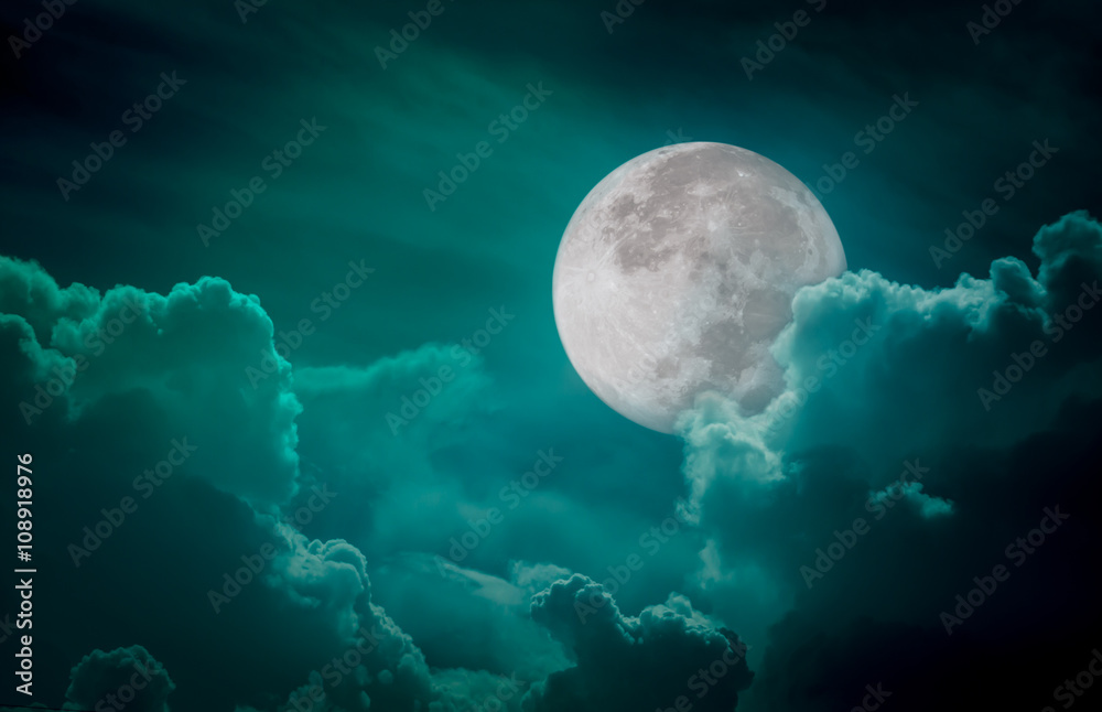 Nighttime green sky with clouds, bright full moon would make a great ...