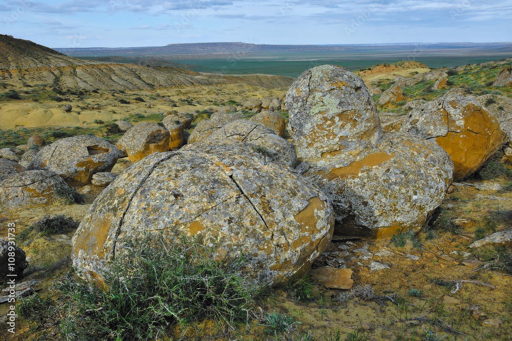 Concretions (geological formation). Mangyshlak Peninsula, Kazakhstan ...