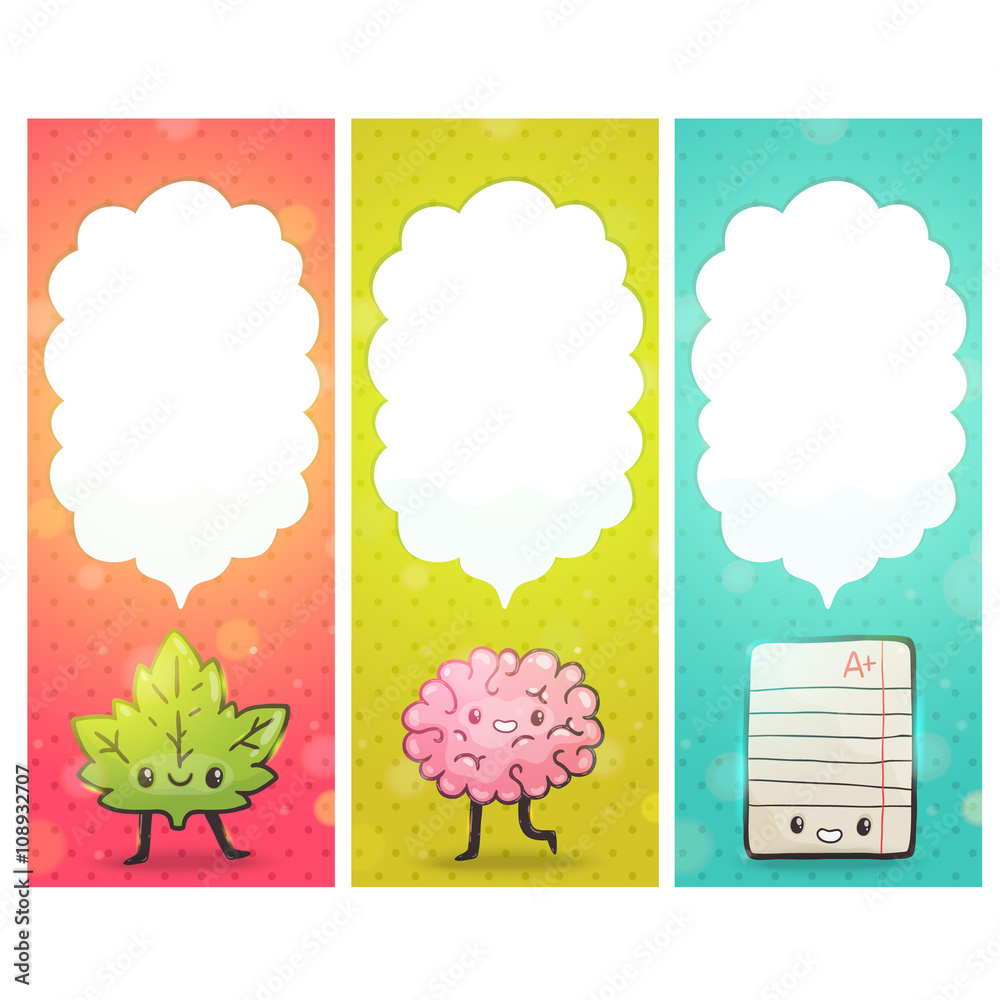 Cute cartoon characters. Back to school background Stock Vector | Adobe ...