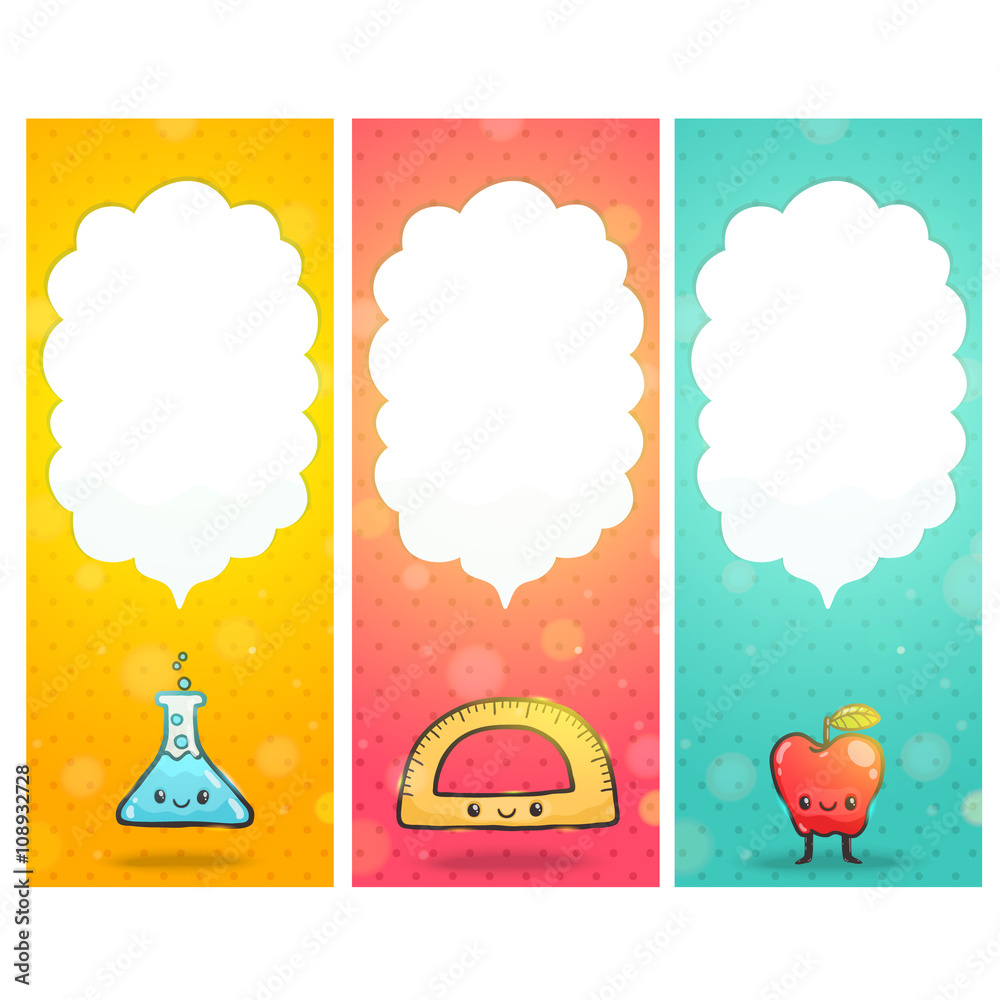 Cute cartoon characters. Back to school background Stock Vector | Adobe ...