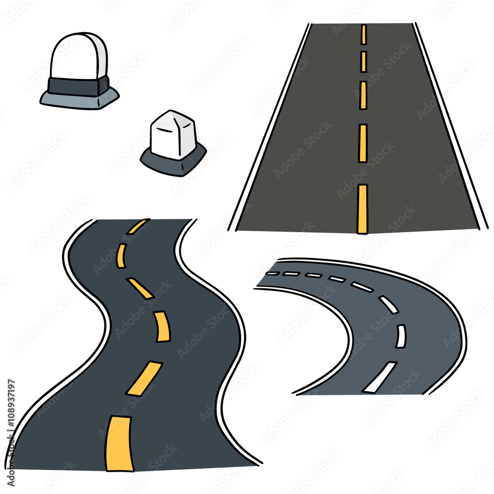 vector set of road and milestone Stock Vector | Adobe Stock