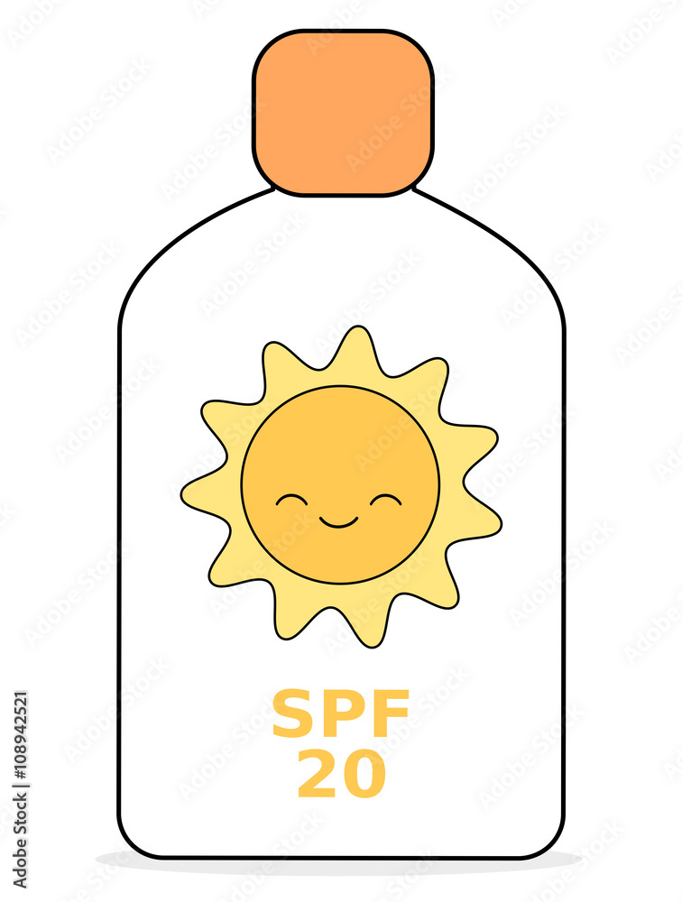 cute cartoon container of sun cream isolated on white background vector ...