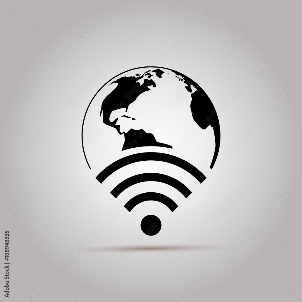 Wifi World Icon. Global Communication Icon. Wifi World Symbol. Wireless ...