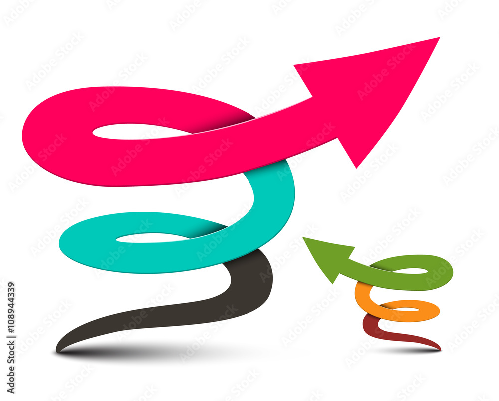 Vector 3D Twisted Arrows Set Isolated on White Background Stock Vector ...