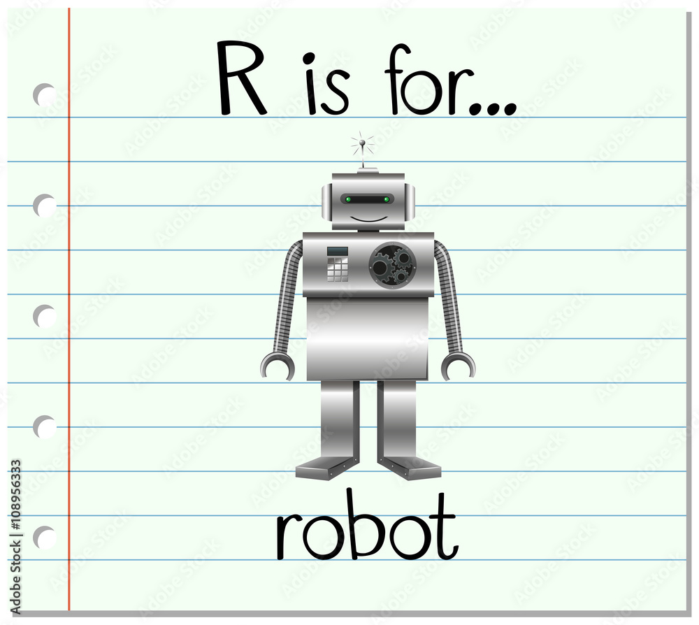 Flashcard letter R is for robot Stock Vector | Adobe Stock