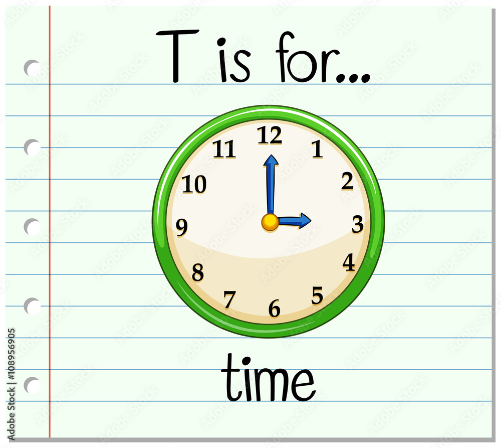 Flashcard letter T is for time Stock Vector | Adobe Stock