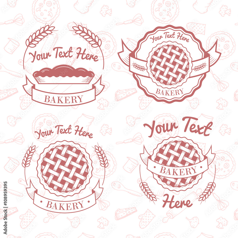 Set of Vintage monochrome bakery emblem. Old style elements, logos ...