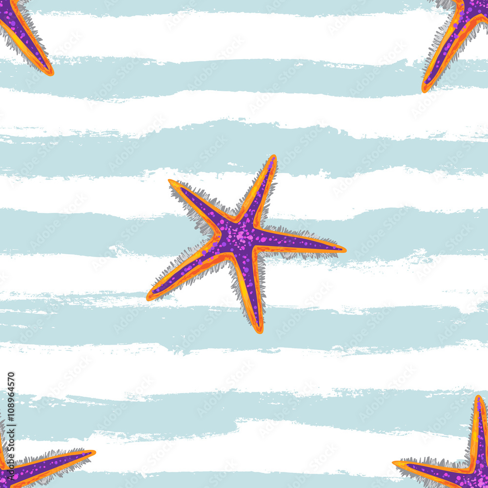 Seamless sea pattern with starfish. Sea stars tile background. Summer ...