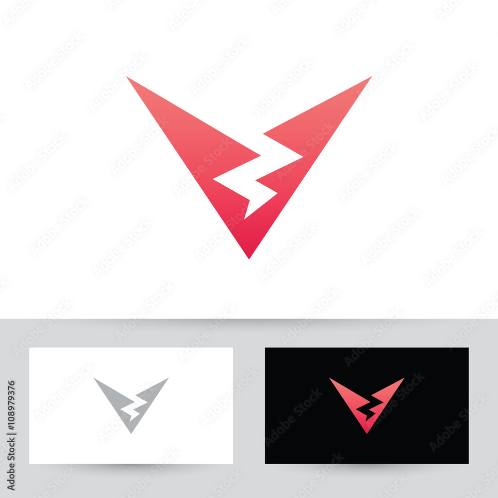 V Thunder Logo Stock Vector | Adobe Stock
