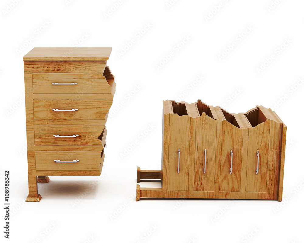 Broken wooden chest on white background. Conceptual image. Chest of ...