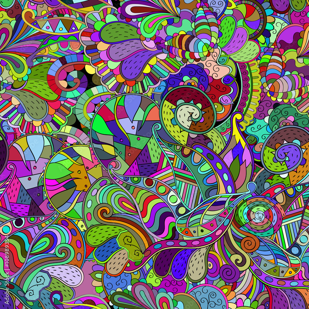 Tracery loops, doodle wind pattern. Mehendi paisley, stem, spiral, wave ...