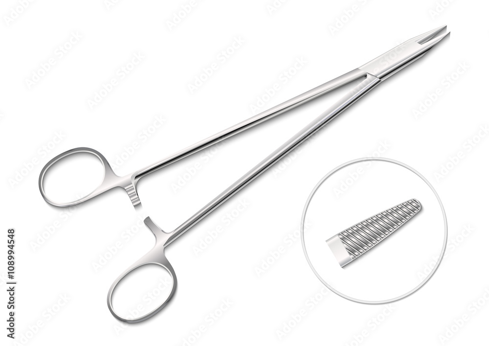 Alloyed suture needle-holder with forceps tip. You can switch off ...