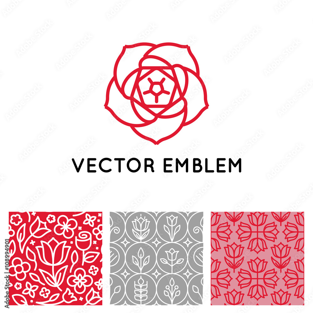 Vector set of logo design templates, seamless patterns and signs Stock ...