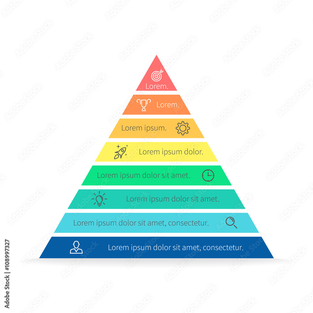 Pyramid for infographics. Vector chart, diagram with 8 steps, options ...