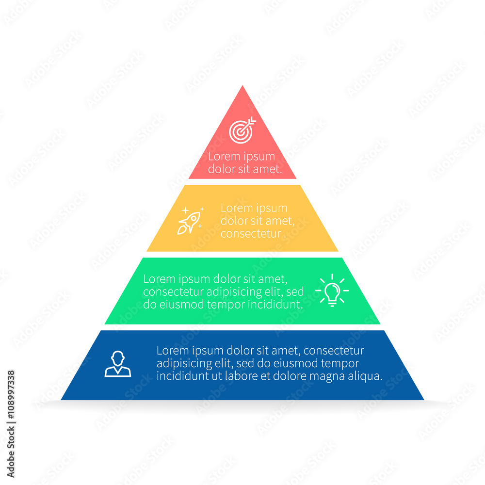 Pyramid for infographics. Vector chart, diagram with 4 steps, options ...