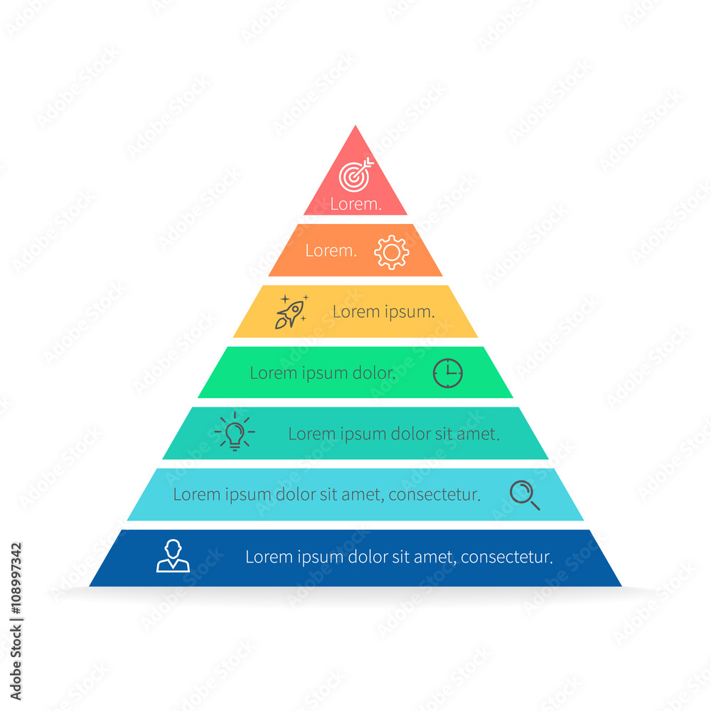 Pyramid for infographics. Vector chart, diagram with 7 steps, options ...