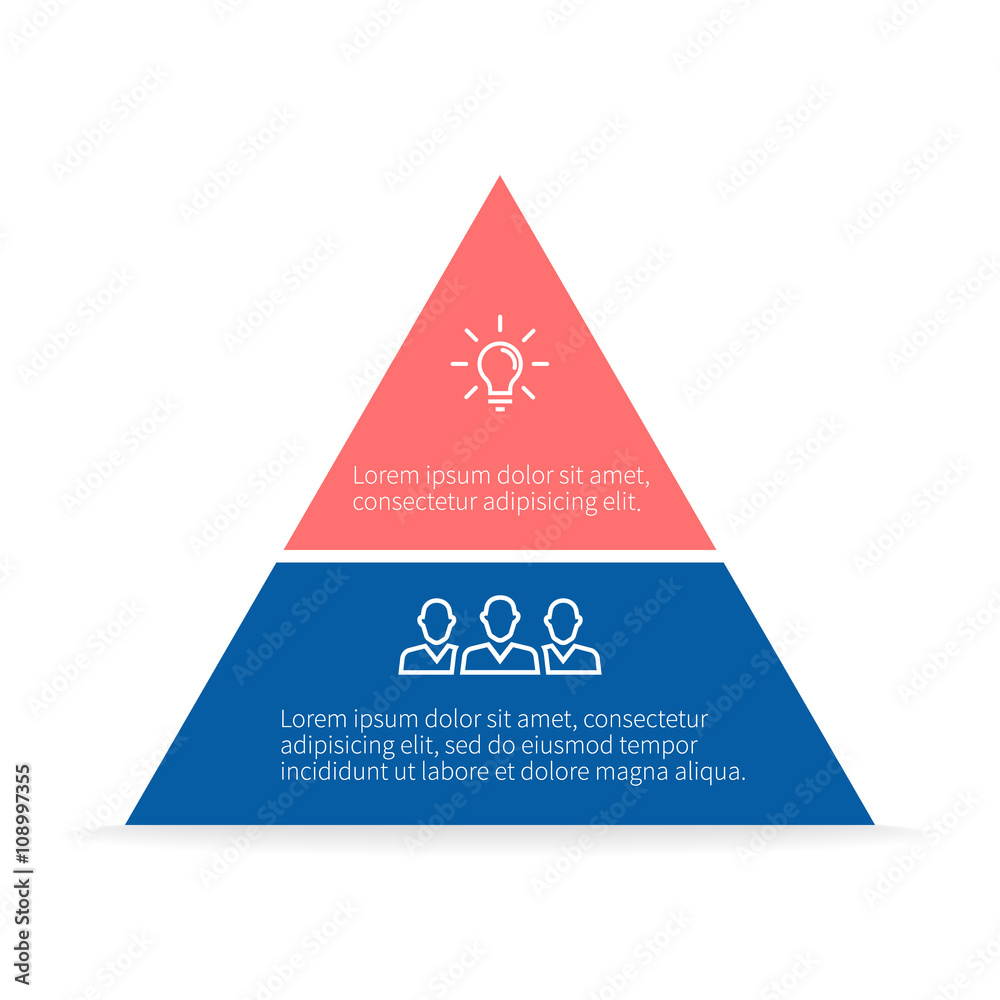 Pyramid for infographics. Vector chart, diagram with 2 steps, options ...
