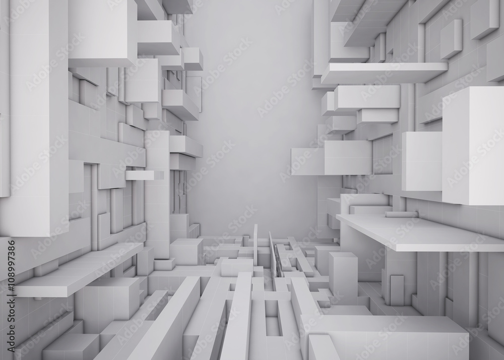 Abstract geometric building tower Box Rectangular White Concept and ...