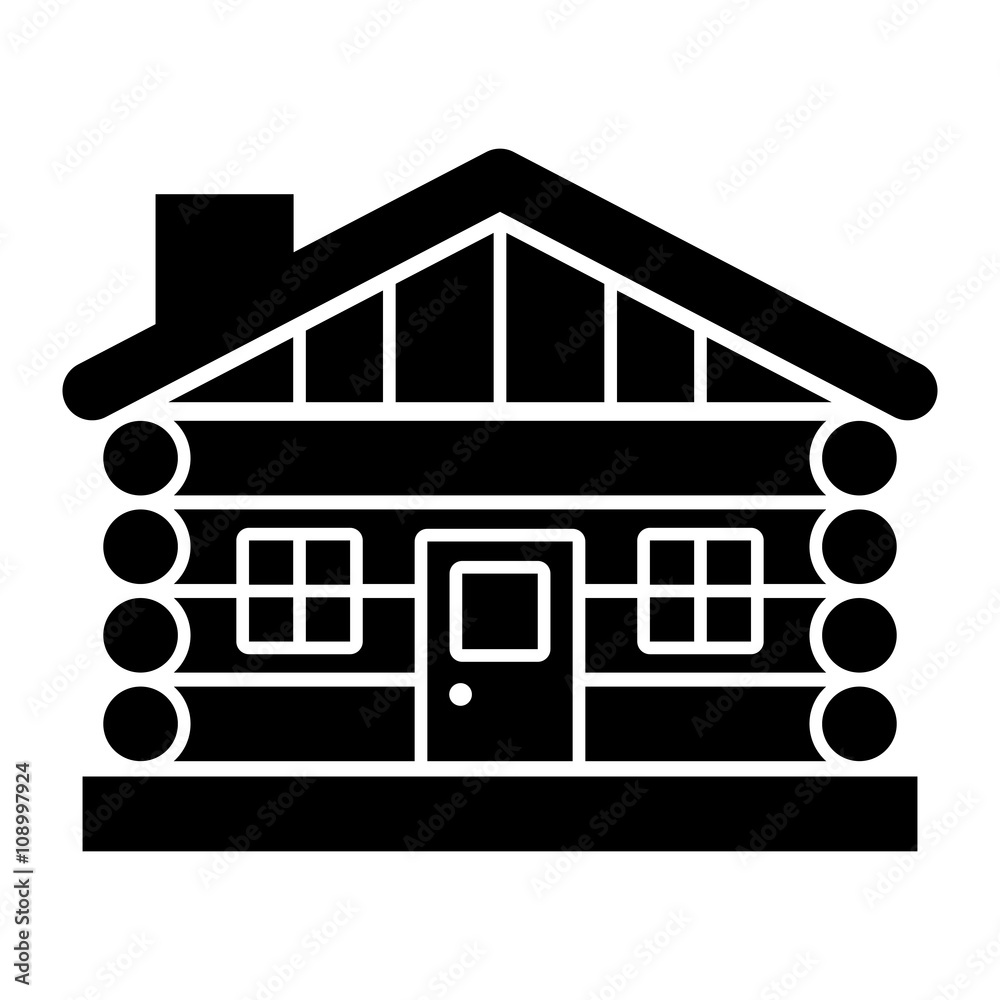 Log Cabin vector icon Stock Vector | Adobe Stock
