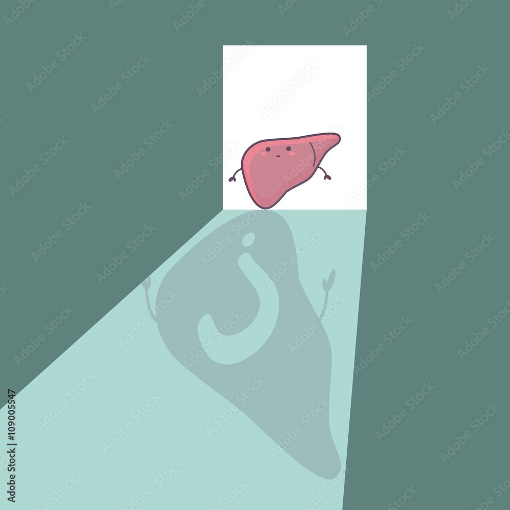 cartoon liver with question mark Stock Vector | Adobe Stock