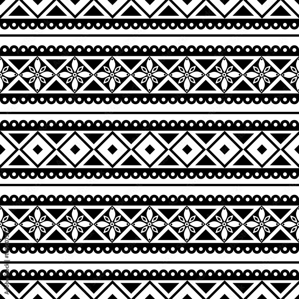 Seamless vector pattern. Black and white traditional etno background ...