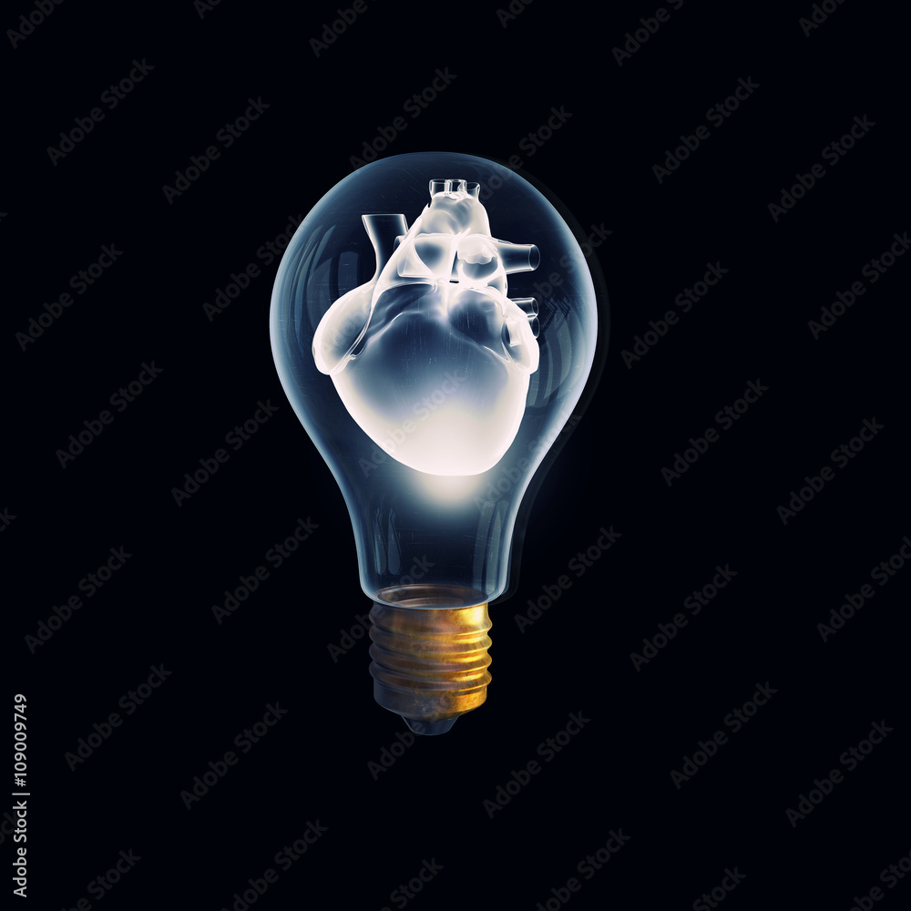 Human heart in bulb Stock Photo | Adobe Stock