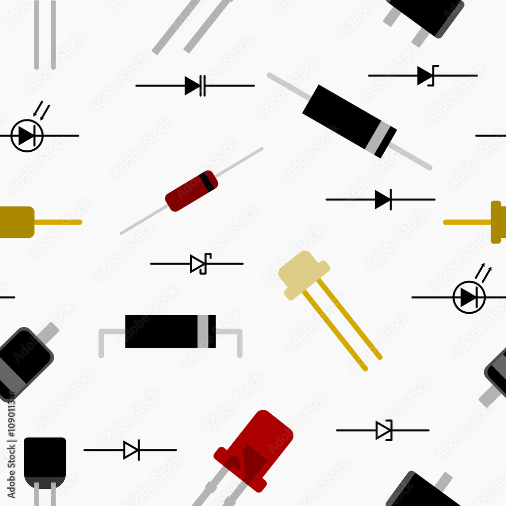 Editable Vector of Diode Illustration Symbol Seamless Pattern for ...
